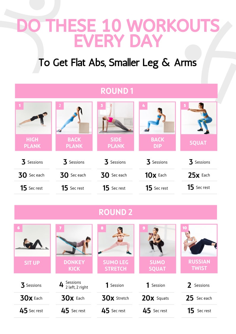 Daily Workout Template - Etsy