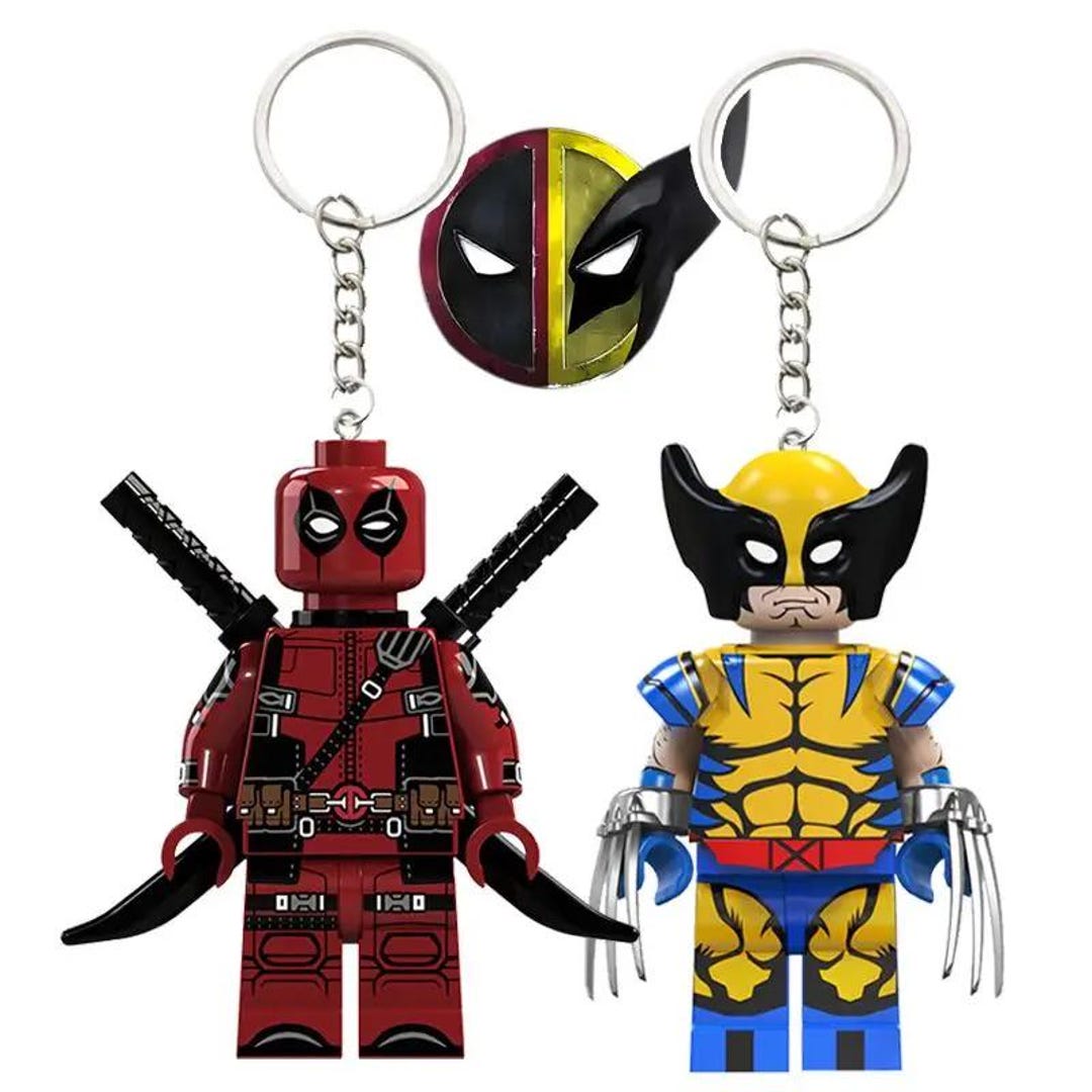Deadpool & Wolverine Keychain Superhero Creative Building Blocks ...