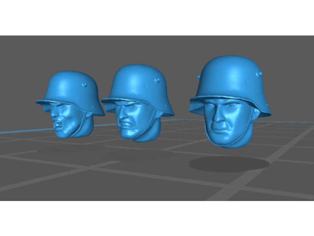 12x 28mm/1:56th Scale Resin M1916 German WW1 / Polish WW2 Helmet Heads ...