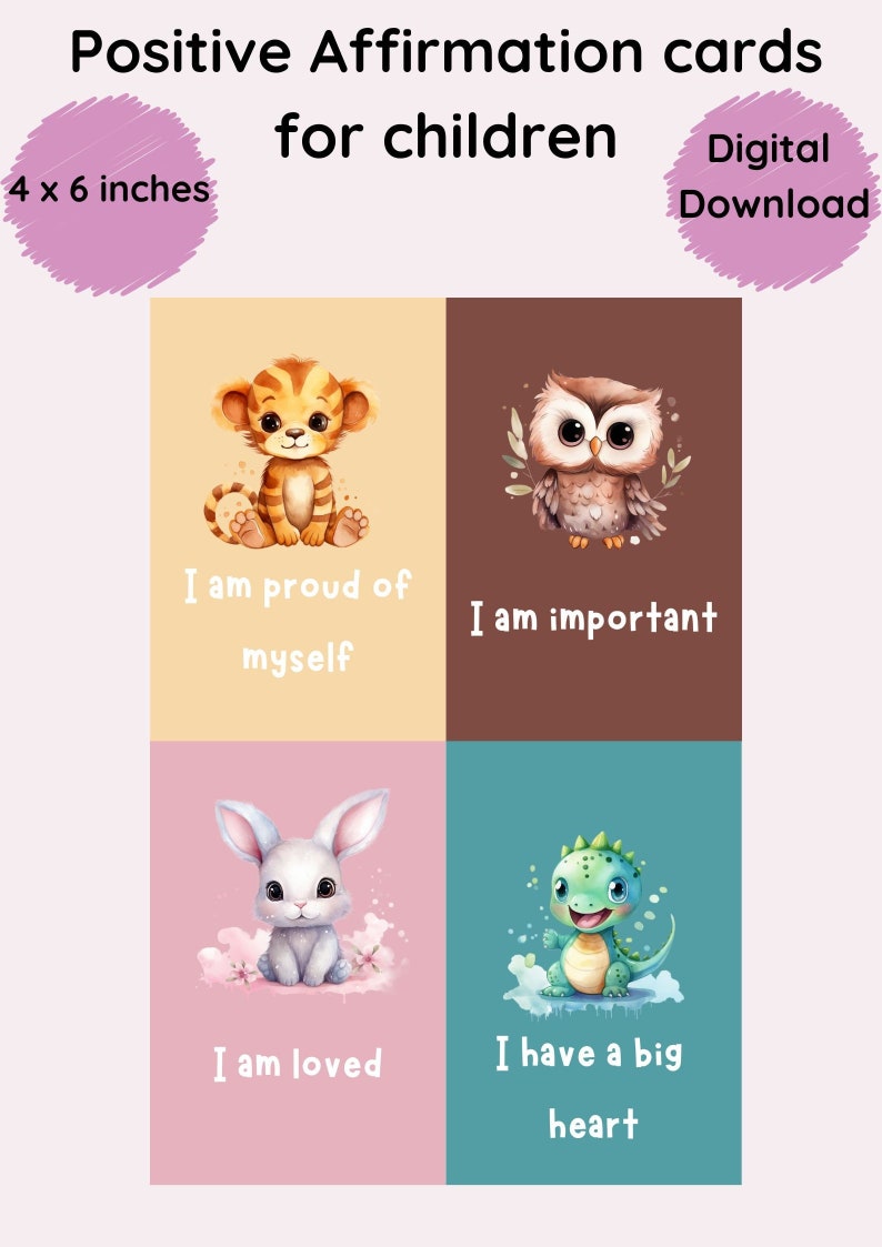21 Affirmation Cards for Kids Printable, Positive Affirmation Cards ...