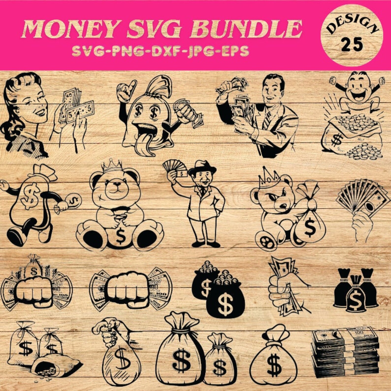 Dollar SVG, Monay Bag SVG, Dollar Sign SVG Bundle, Dollar Sign Clip Art ...