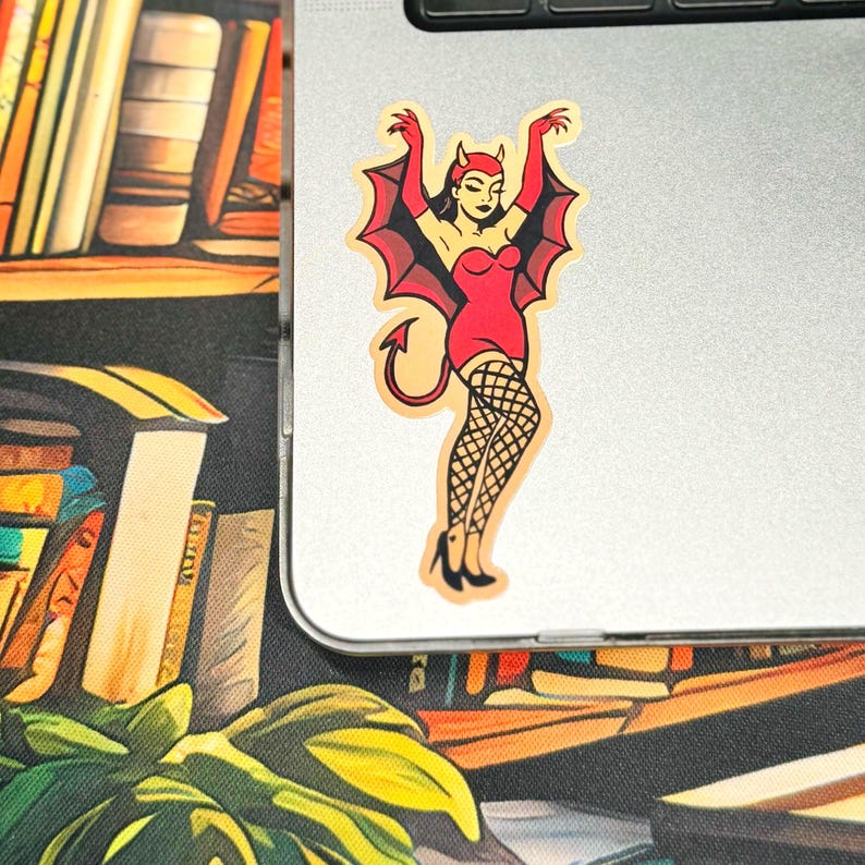 Retro 1950s Devil Girl Costume | Pinup Babe Sticker | Vintage ...