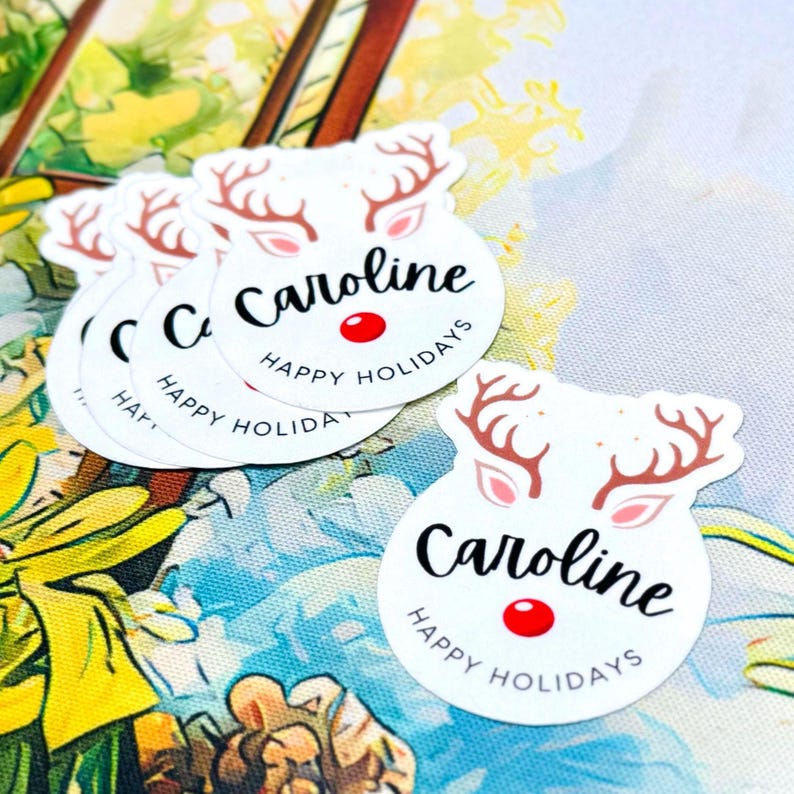 Personalized Reindeer Gift Tags, Christmas Present Sticker Pack - Etsy