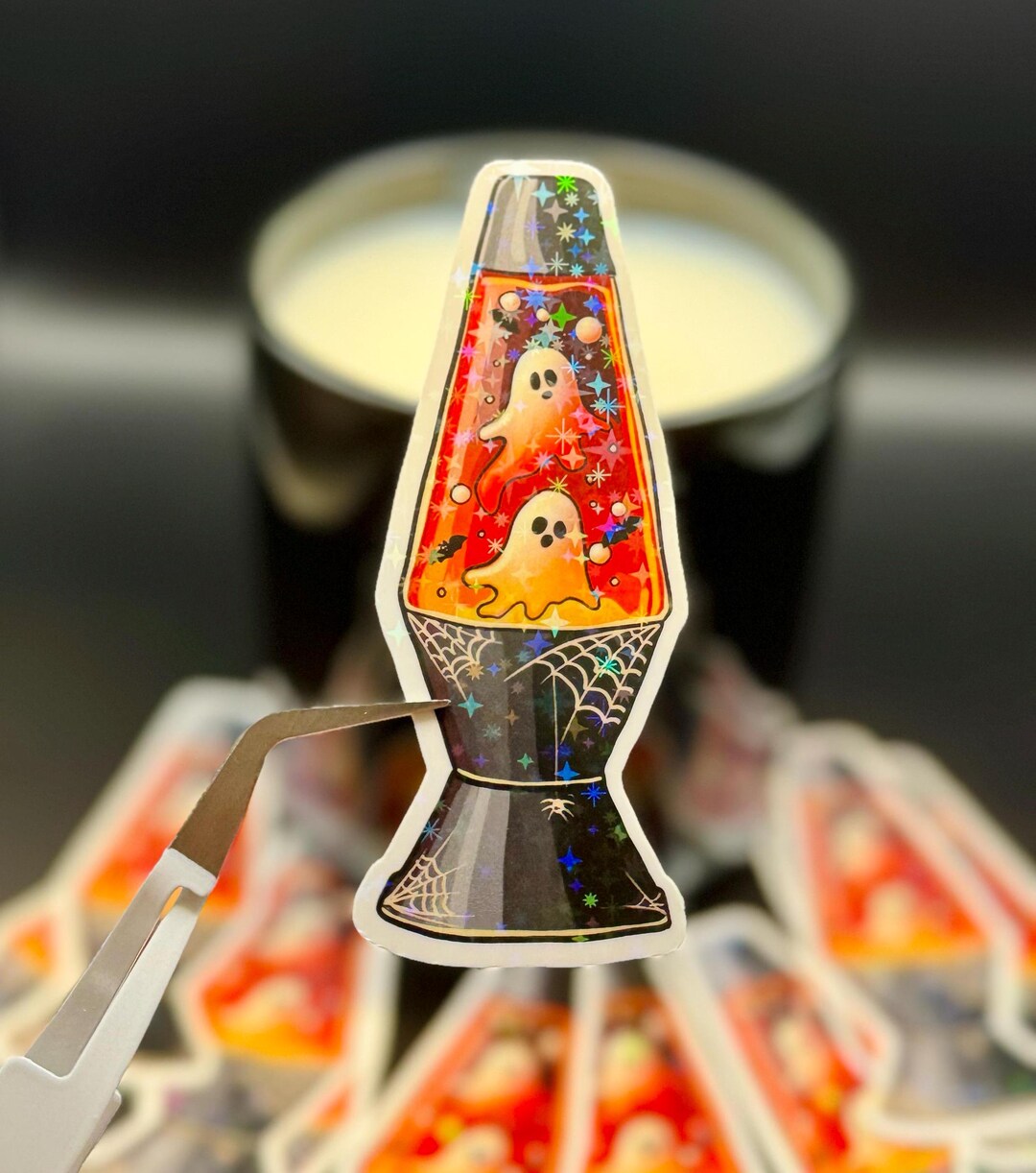 Spooky 70s Lava Lamp Halloween Sticker | Holographic Creepy Artwork ...