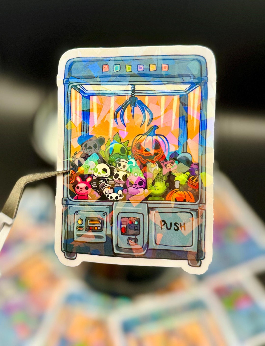 Haunted Retro Toy Arcade Machine Halloween Sticker Holographic Spooky ...