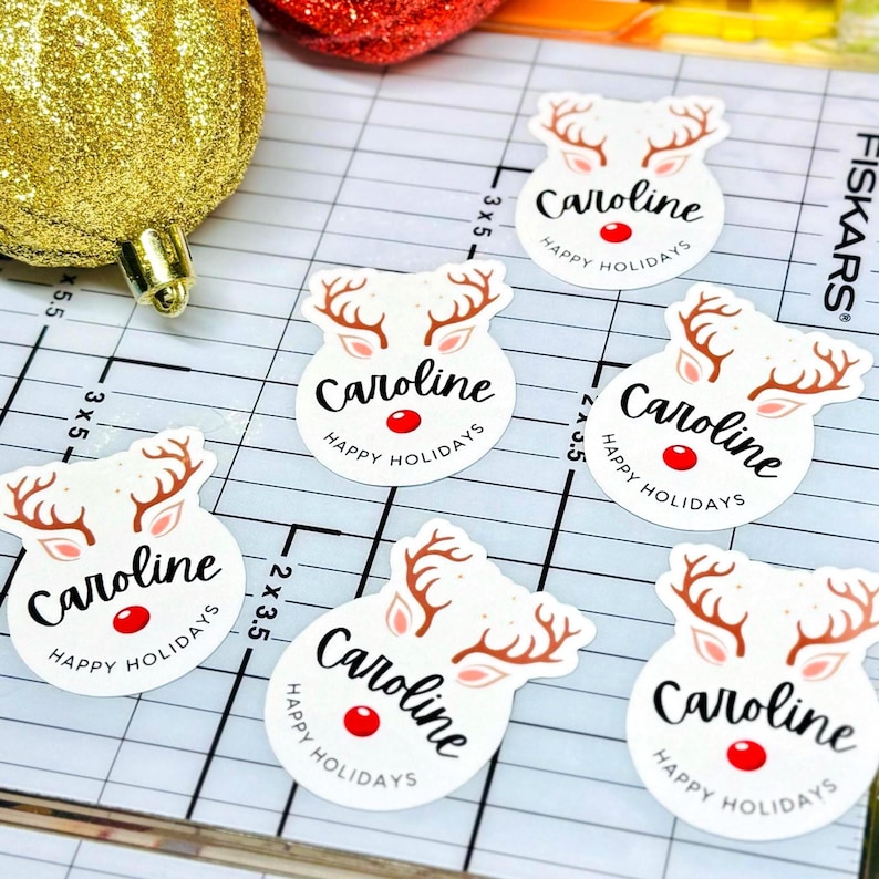 Personalized Reindeer Gift Tags, Christmas Present Sticker Pack - Etsy