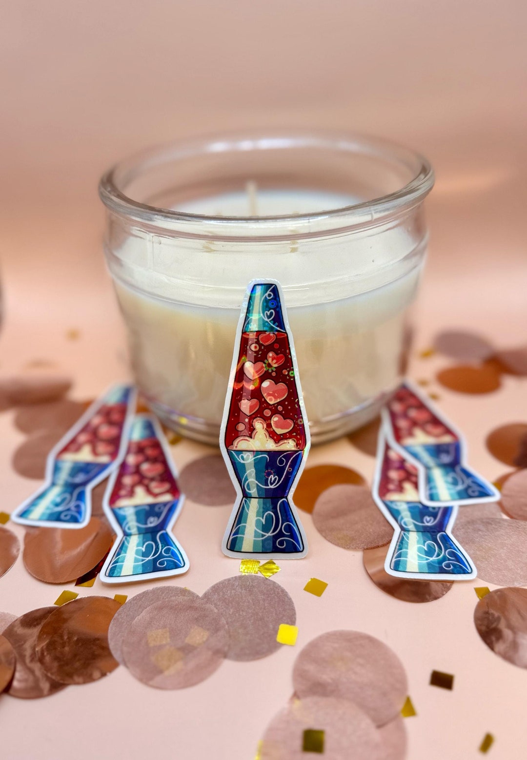 70s Heart Lava Lamp Holo Sticker Valentine's Day Love Holographic ...