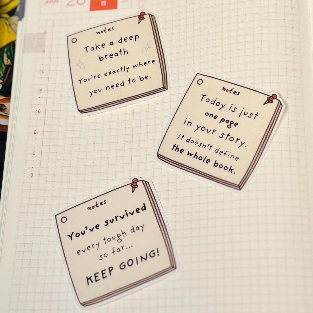 Mental Health Sticky Note Stickers, Positive Affirmations, Self Care ...