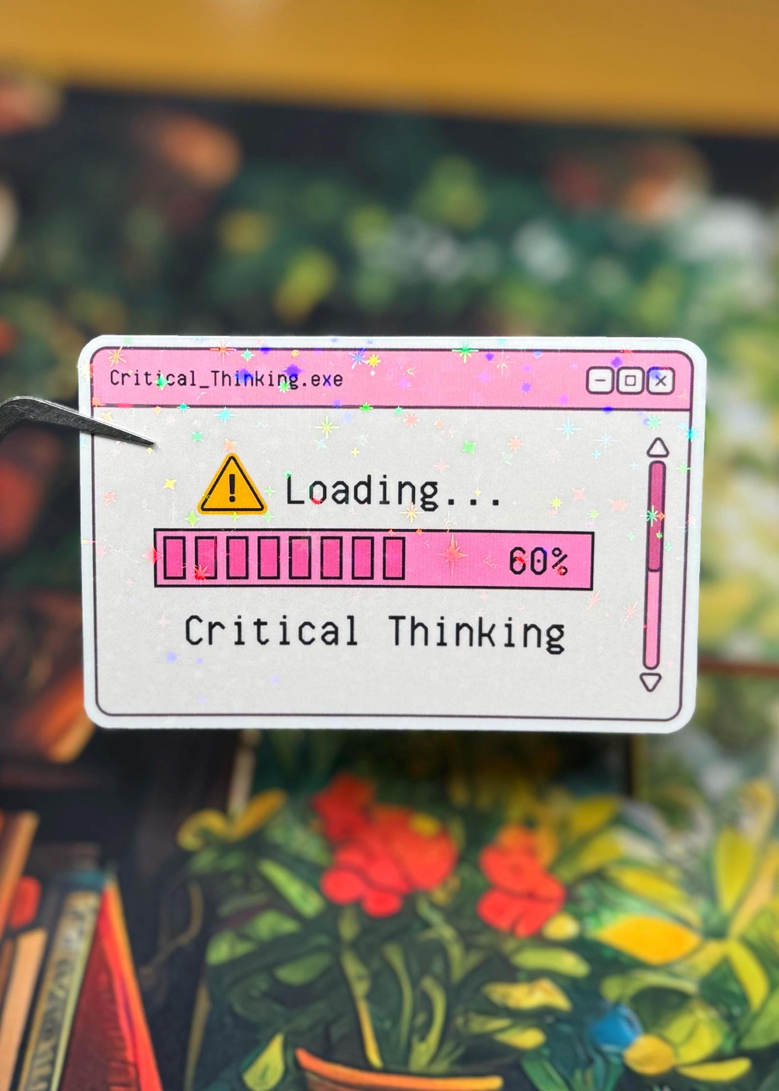 Critical Thinking Sticker, Retro Computer Window, Anti Fascism Protest ...
