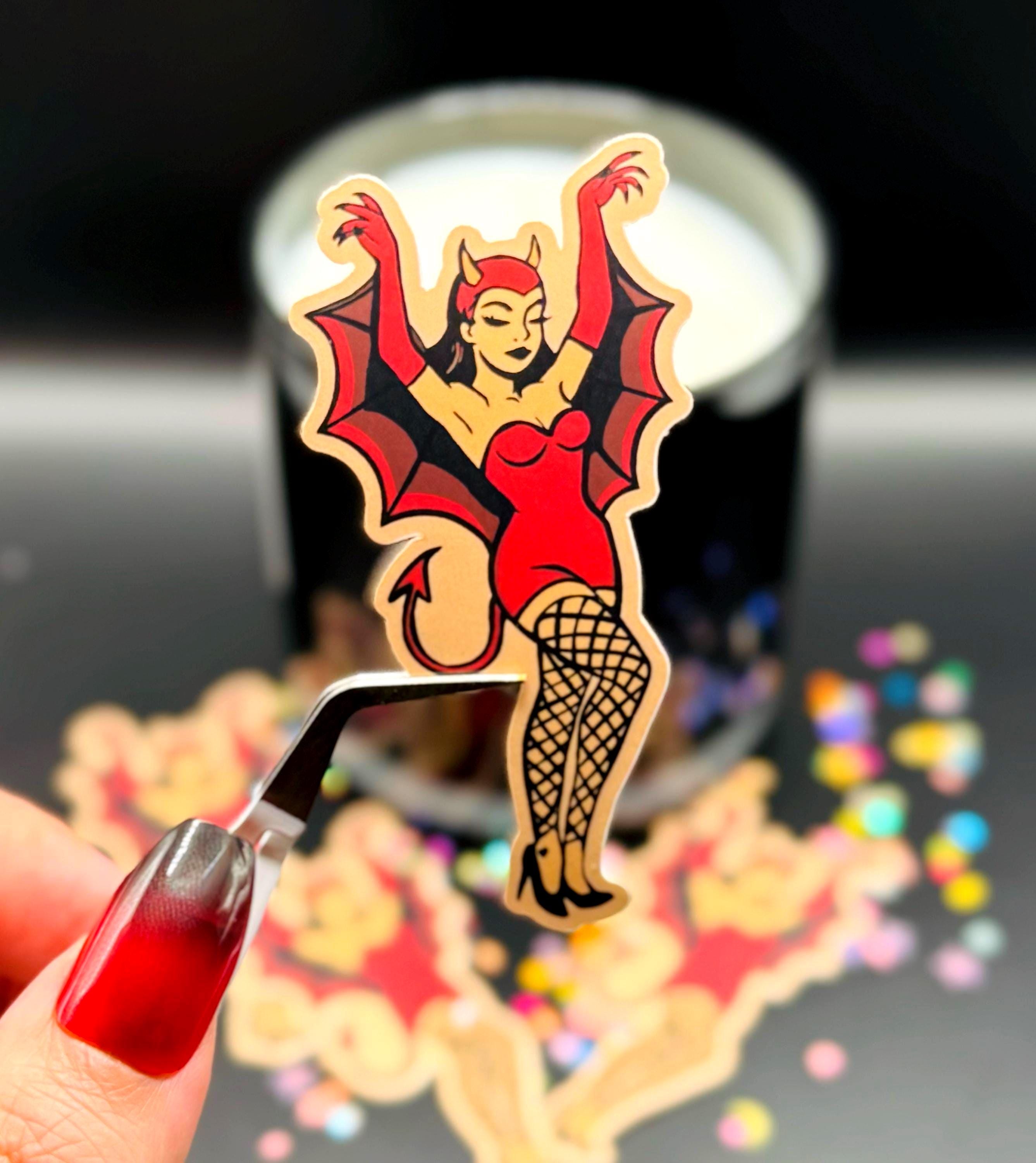 Retro 1950s Devil Girl Costume | Pinup Babe Sticker | Vintage ...