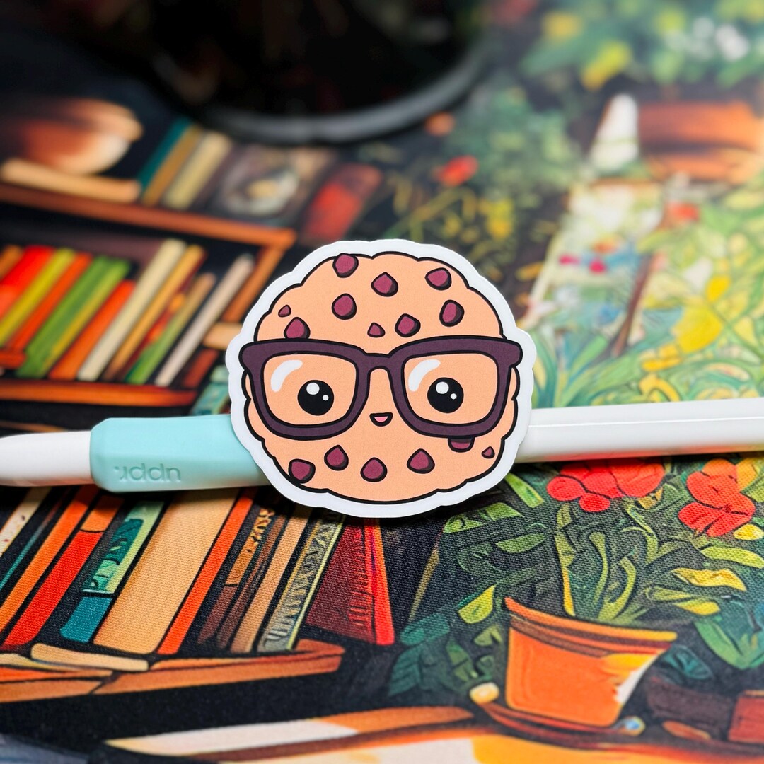 Smart Cookie Sticker, Kawaii Hand Drawn Artwork, Nerdy Chocolate Chip ...