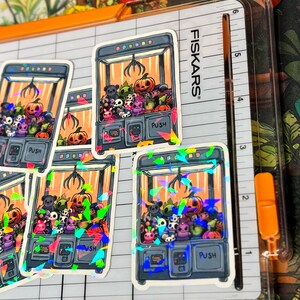 Haunted Retro Toy Arcade Machine Horror Stickers, Holographic Spooky ...