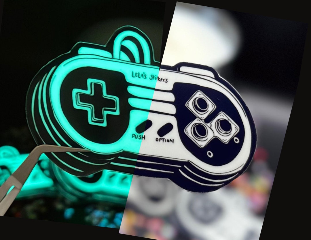 Retro 90s Video Game Controller Glowing in the Dark Sticker Perfect ...