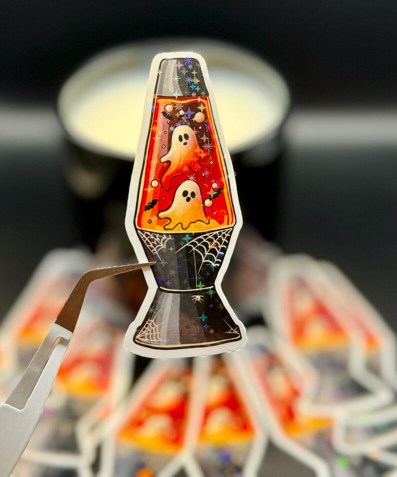 Spooky 70s Lava Lamp Halloween Sticker Holographic Creepy Artwork Retro ...