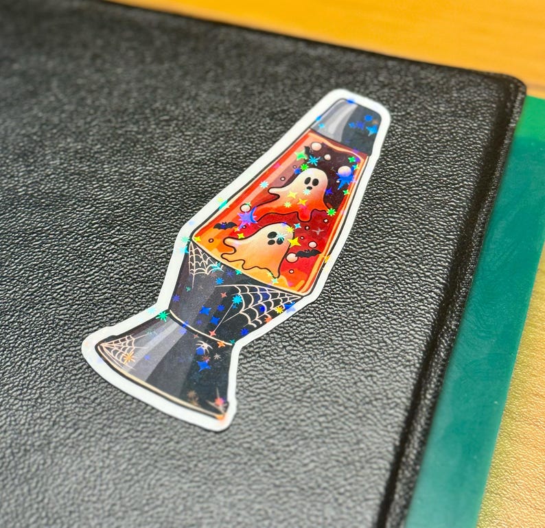 Spooky 70s Lava Lamp Halloween Sticker Holographic Creepy Artwork Retro ...