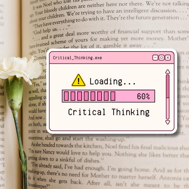 Critical Thinking Sticker, Retro Anti Fascism Artwork, Scrapbook and ...