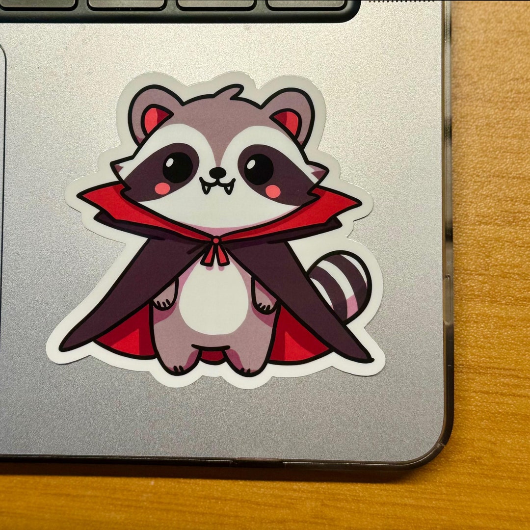 Raccoon Vampire Halloween Sticker Cute Spooky Kawaii Design Adorable ...