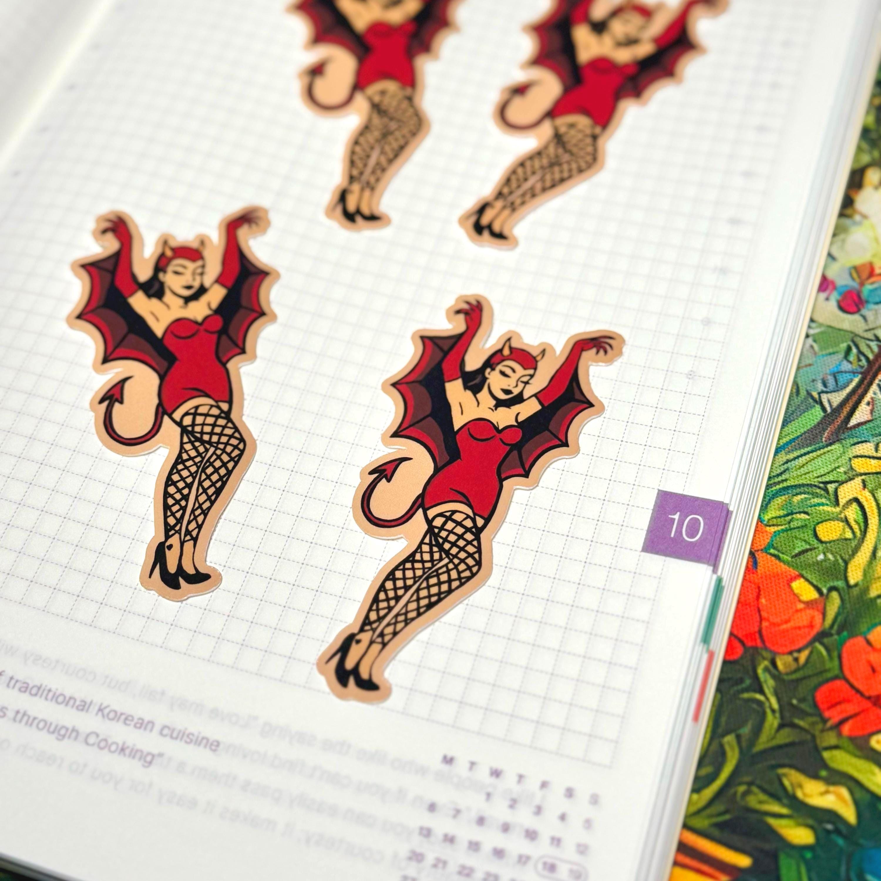 Retro 1950s Devil Girl Costume, Pinup Babe Sticker, Vintage Rockabilly ...