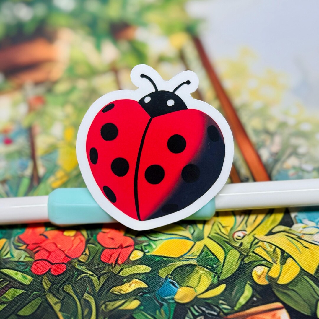 Heart Ladybug Sticker, Cute Red Lucky Insect, Vinyl Bug Decal, Good ...