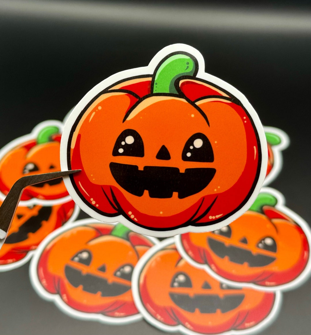 Retro Orange Pumpkin Halloween Sticker Adorable Fall Favorite Spooky ...