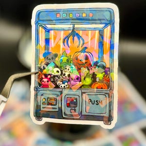 Haunted Retro Toy Arcade Machine Horror Stickers, Holographic Spooky ...