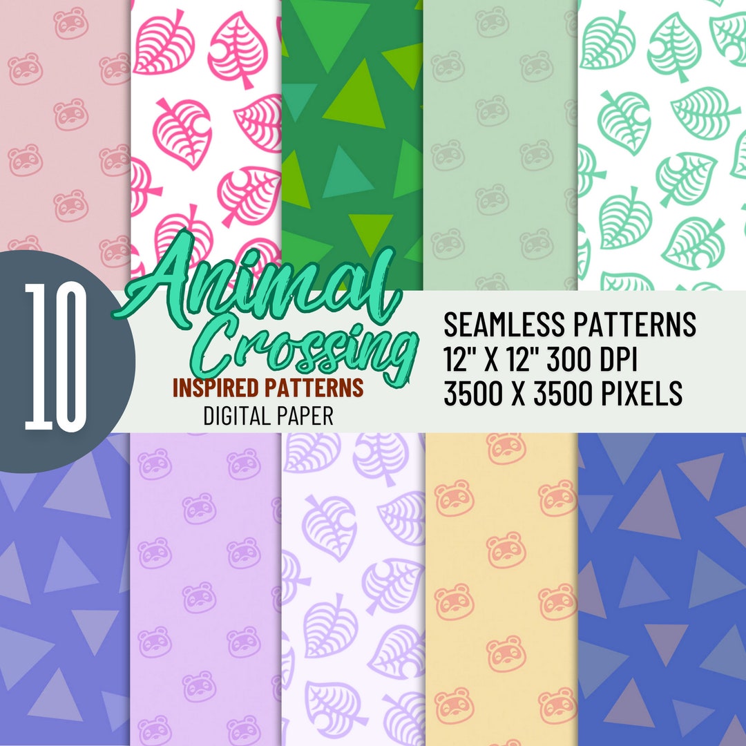 Animal Crossing Seamless Pattern | Nature Digital Paper (10 Pack) - Etsy