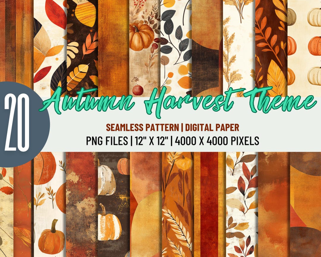 Autumn Fall Harvest Digital Paper - Seamless Pattern Repeating File ...