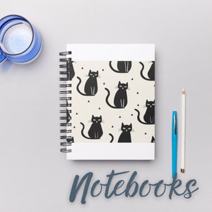 Cute Black Cat Background - Black & White Patterns Digital Paper Bundle ...