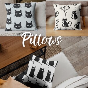 Cute Black Cat Background - Black & White Patterns Digital Paper Bundle ...