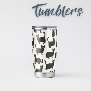 Cute Black Cat Background - Black & White Patterns Digital Paper Bundle ...