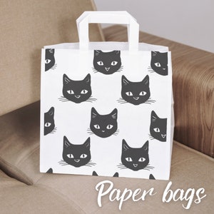 Cute Black Cat Background - Black & White Patterns Digital Paper Bundle ...