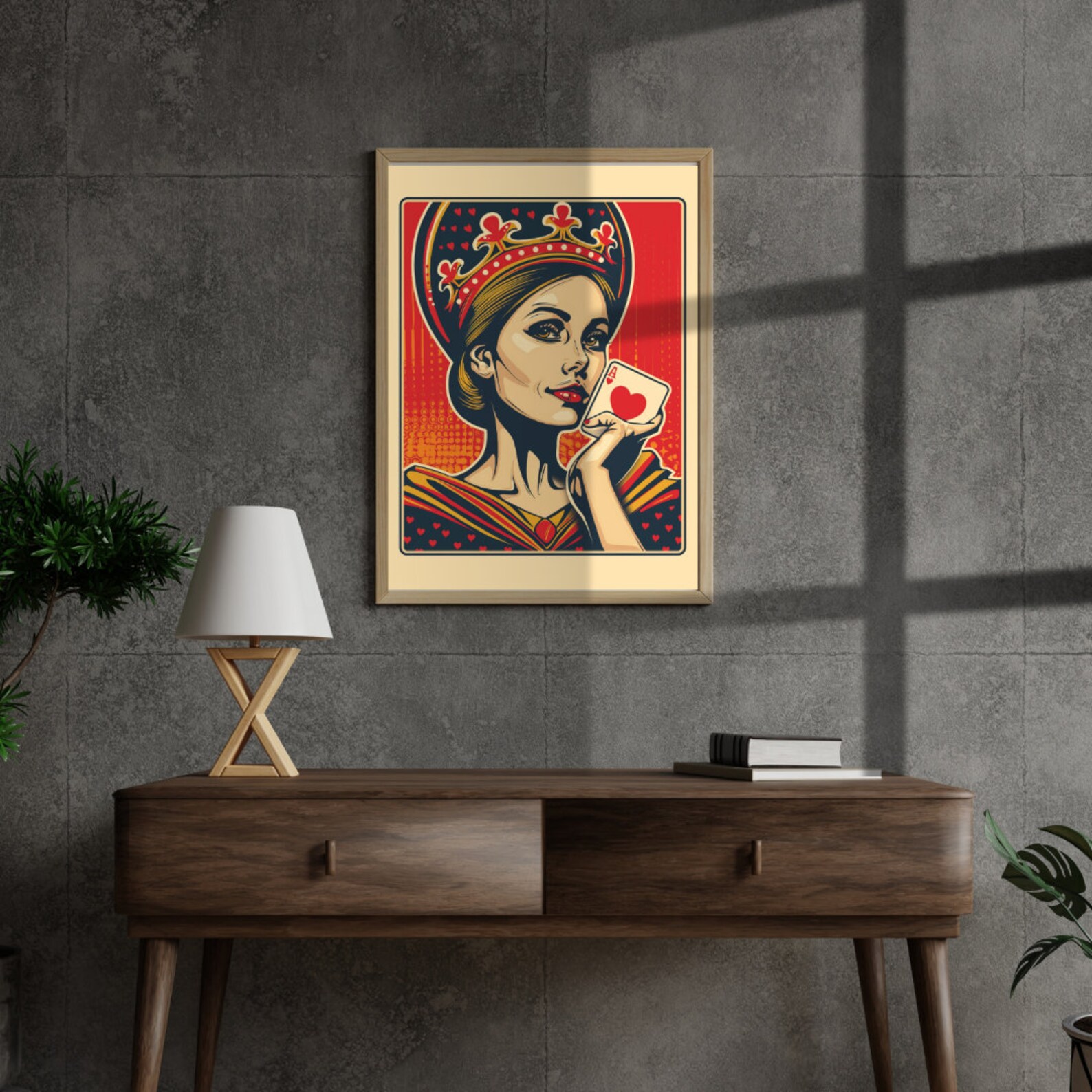 Queen of Hearts Pop Art Print, Funky Maximalist Decor (digital Download ...