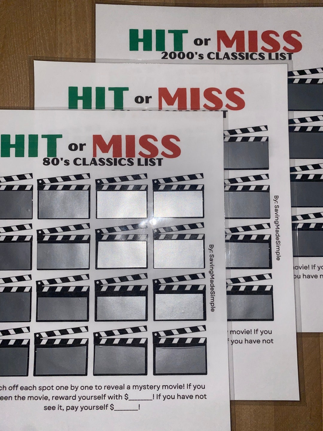 Hit or Miss Movie Scratch off Challenge - Etsy
