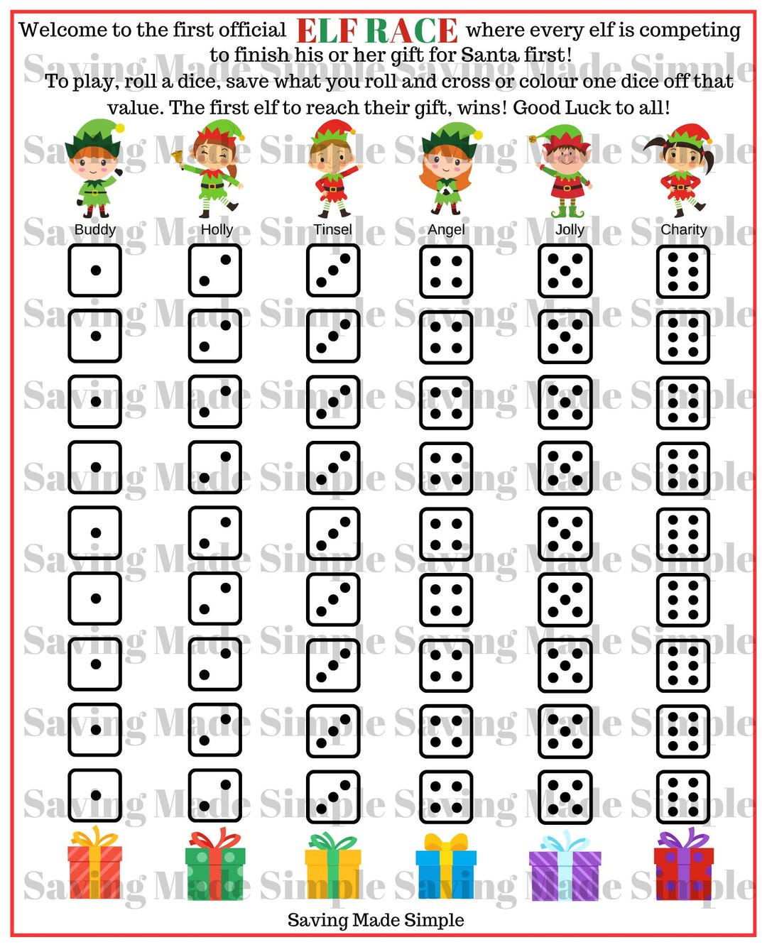 Elf Race Savings Challenge (PDF) - Etsy