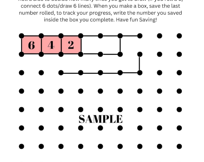 Dots and Boxes Savings Challenge Game - Etsy