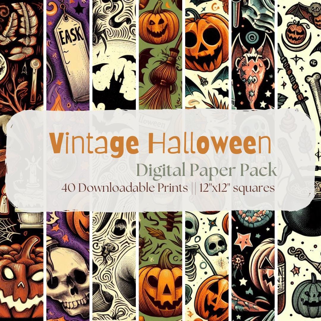 Vintage Halloween Digital Paper Pack//spooky Halloween Vintage Inspired ...