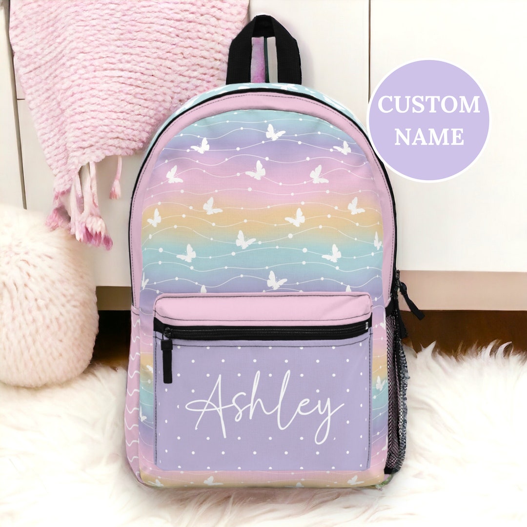 School Backpack for Girl Backpack Butterfly Girl Bag Custom Name School ...