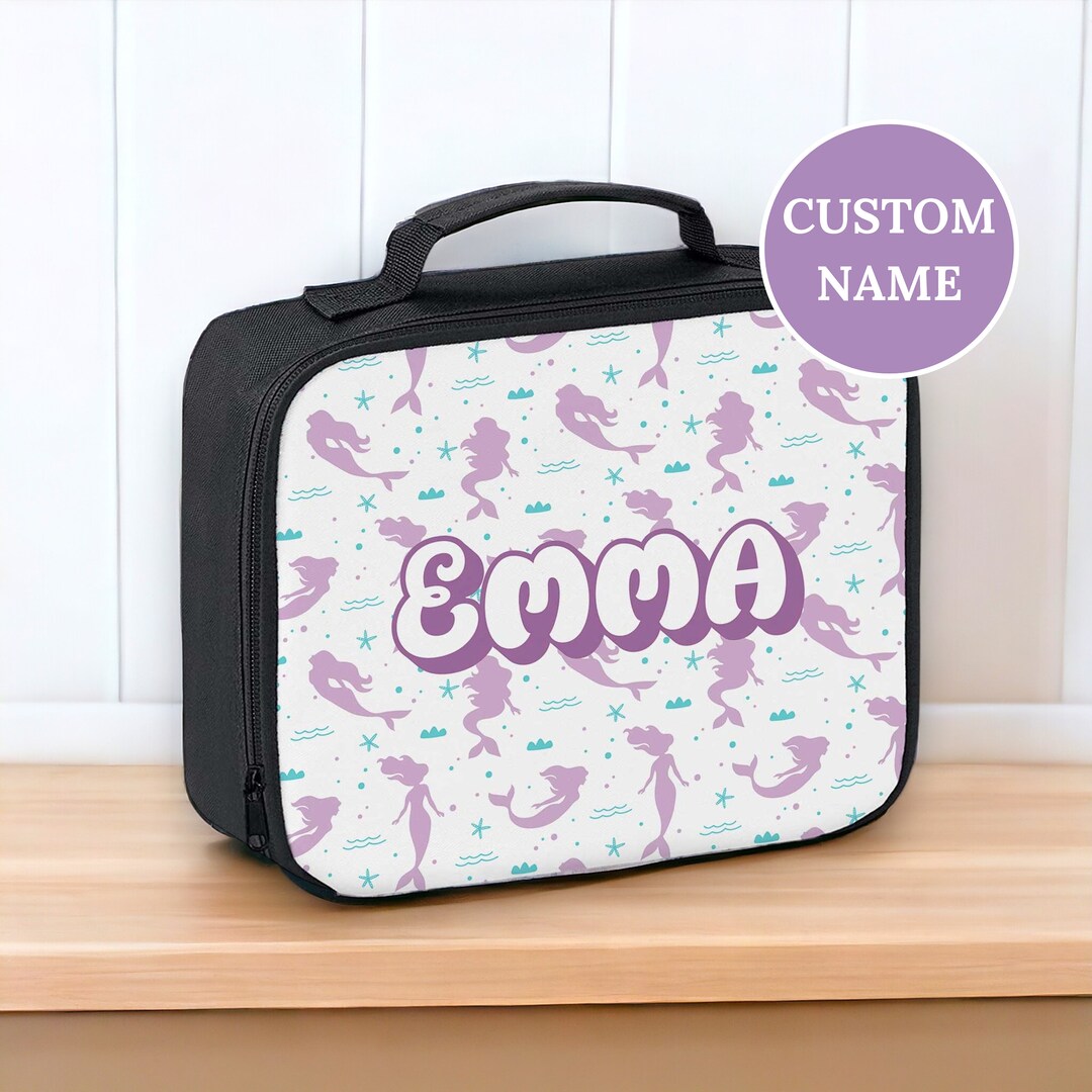 Mermaid Lunch Box Girl Personalized School Lunch Bag Custom Name ...