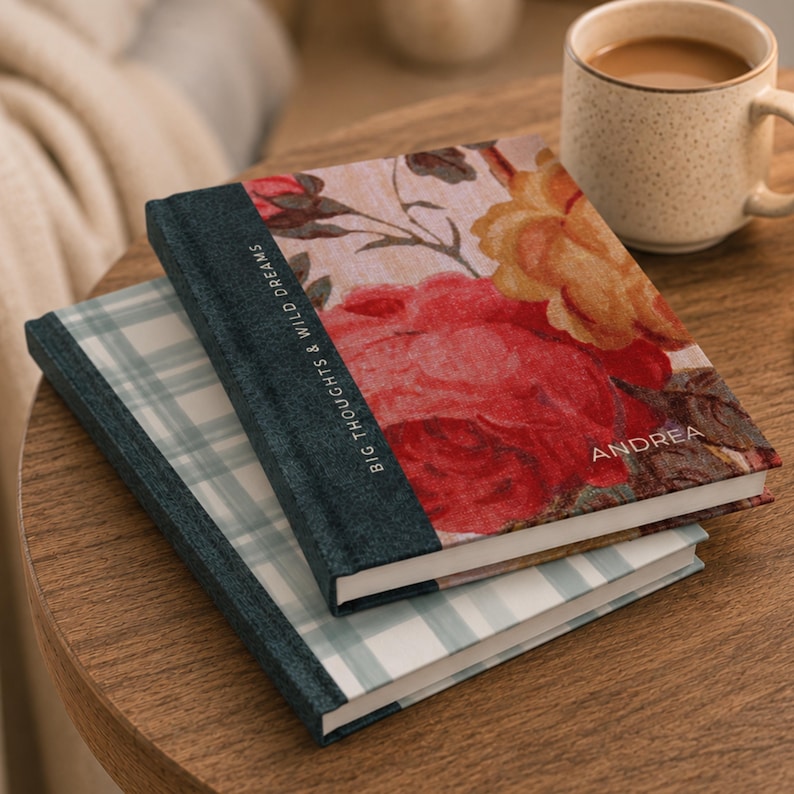 Floral Hardcover Journal Personalized Lined Notebook Custom Name Diary ...