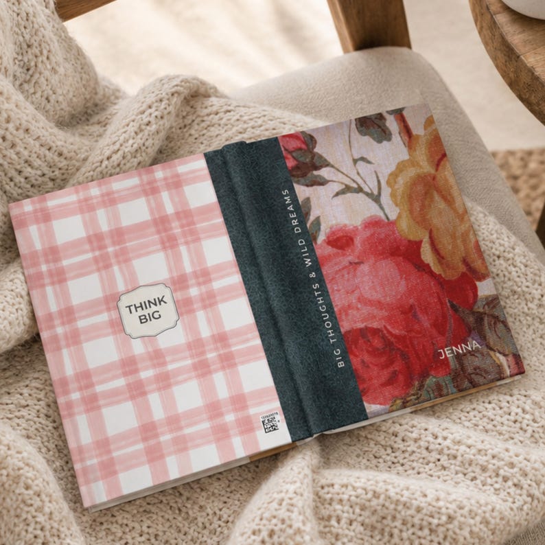 Floral Hardcover Journal Personalized Lined Notebook Custom Name Diary ...