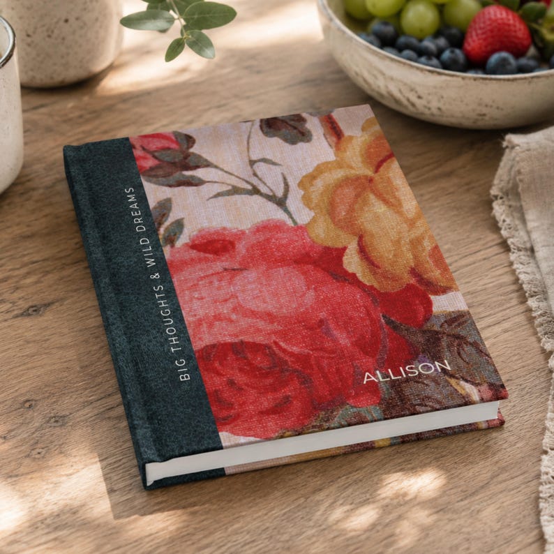 Floral Hardcover Journal Personalized Lined Notebook Custom Name Diary ...