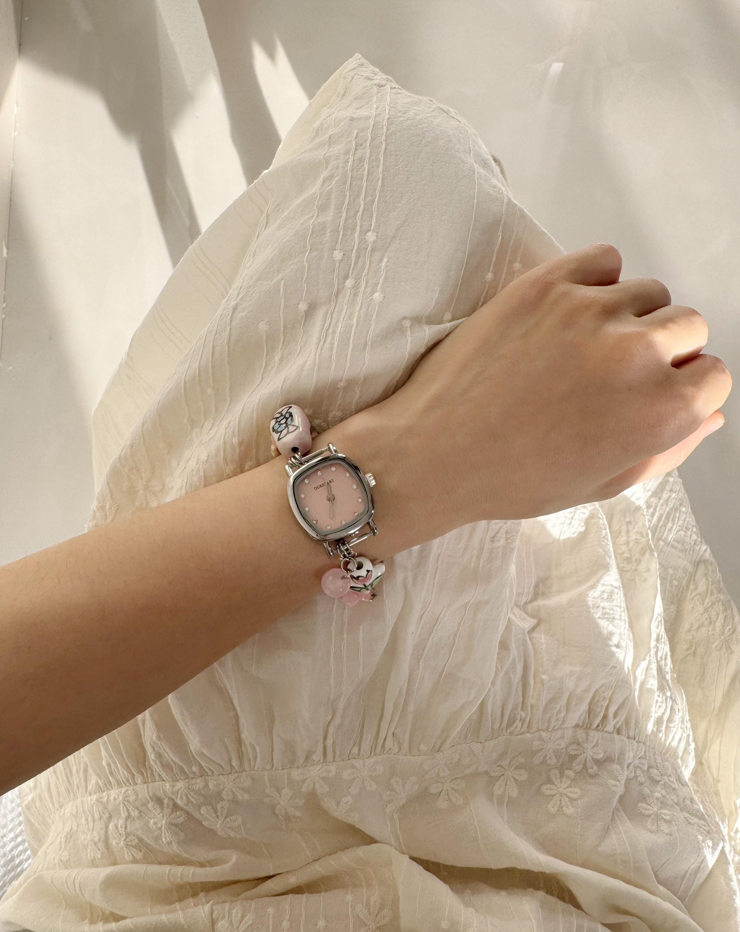 Cute Beaded Heart Watch Bracelet – Handmade Ceramic Timepieces,cute ...