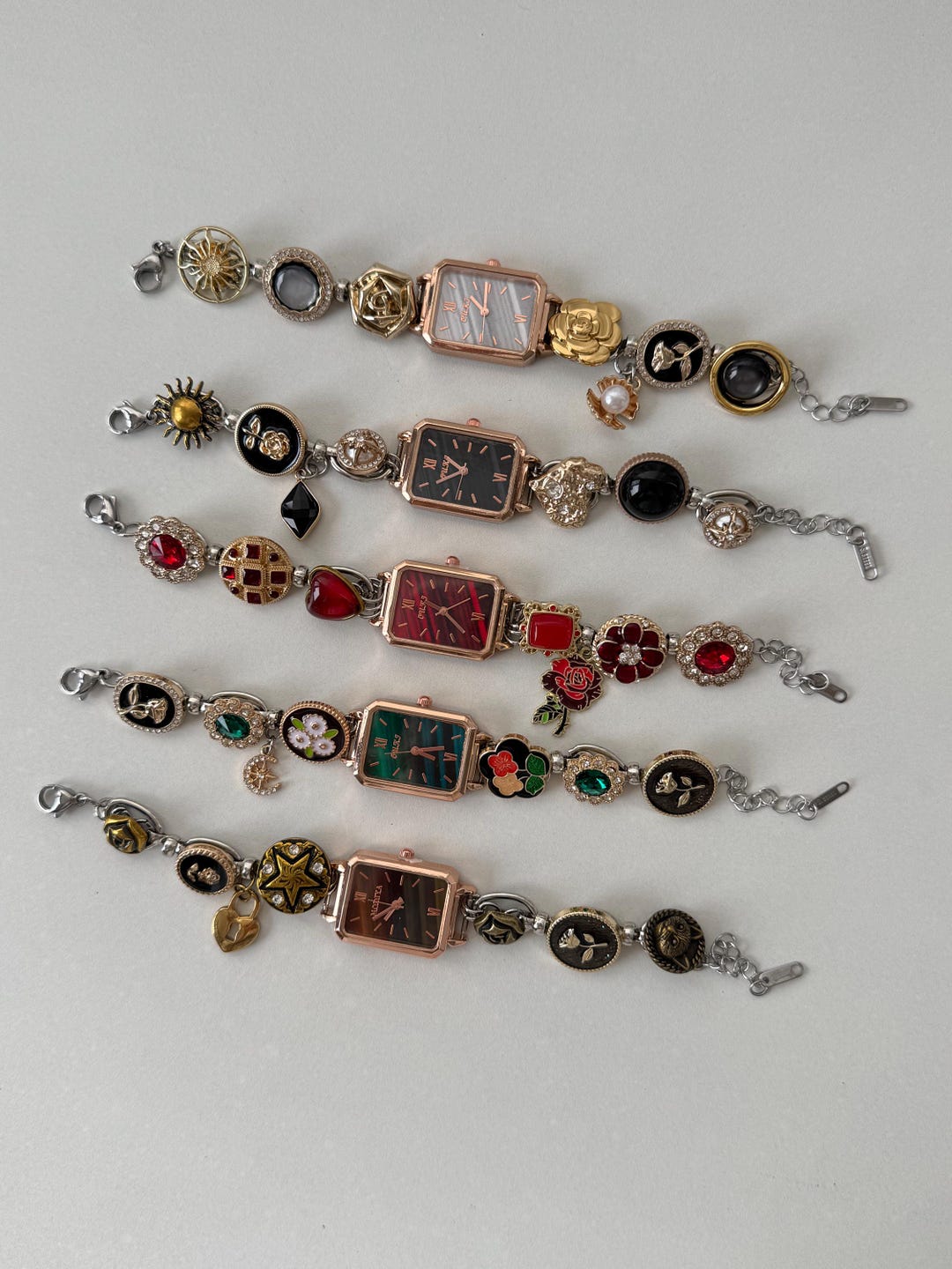 Medieval Badge Watch Bracelet,retro Crest & Enamel Charm Jewelry,red ...