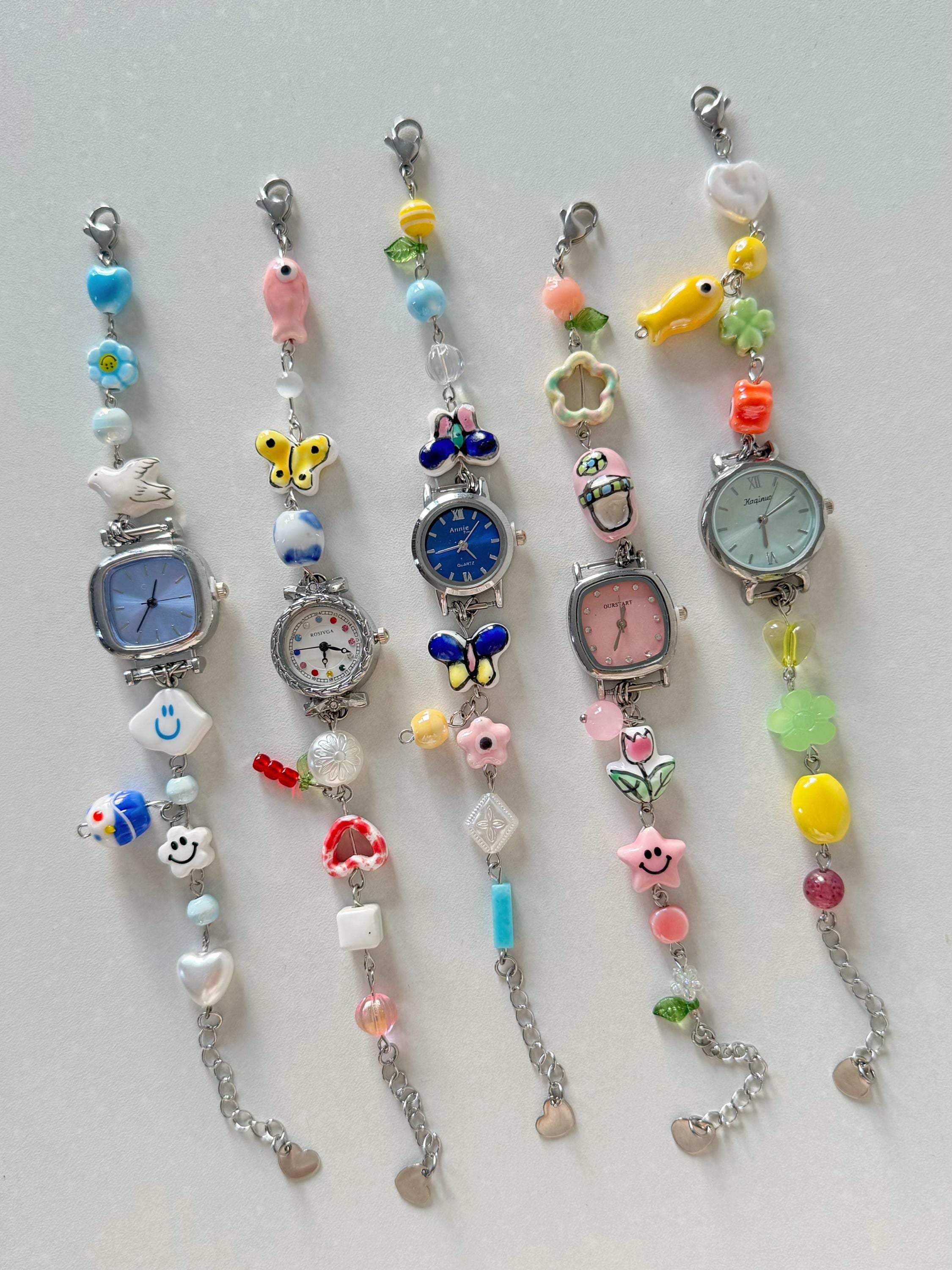 Cute Beaded Heart Watch Bracelet – Handmade Ceramic Timepieces,cute ...