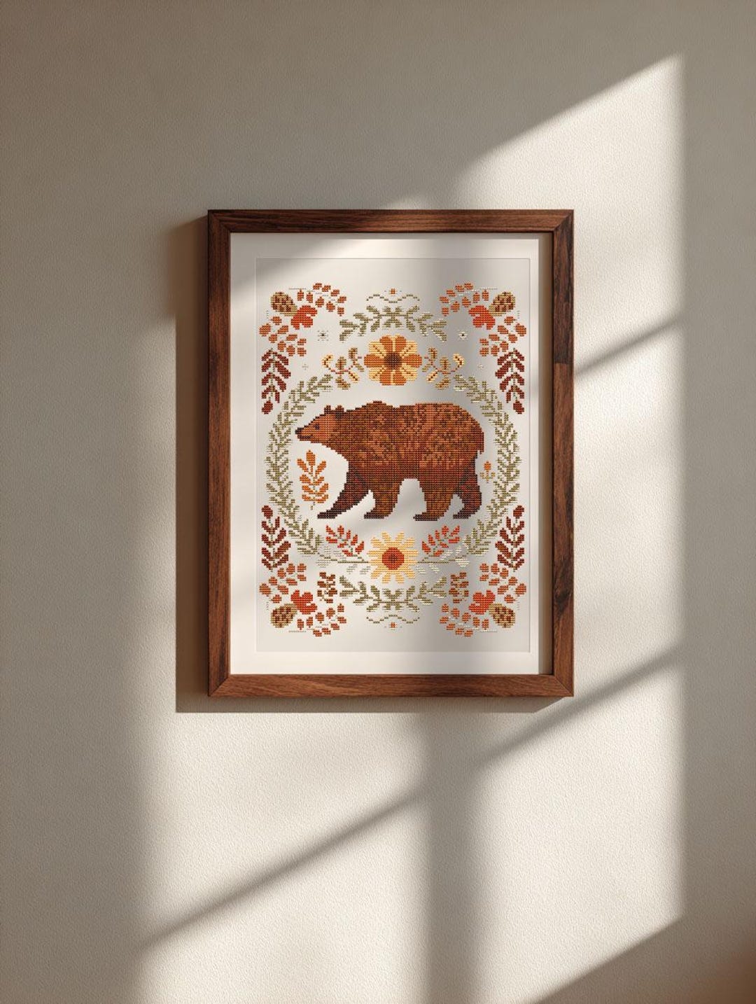 Bear Cross Stitch Pattern PDF | Autumn Forest Embroidery Design ...