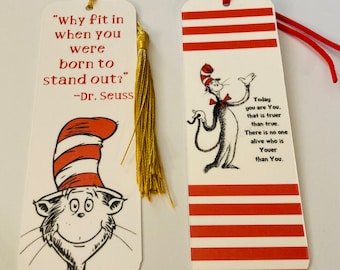 Printable Dr Seuss Bookmark Cat in the Hat Nursery Quote the More That ...