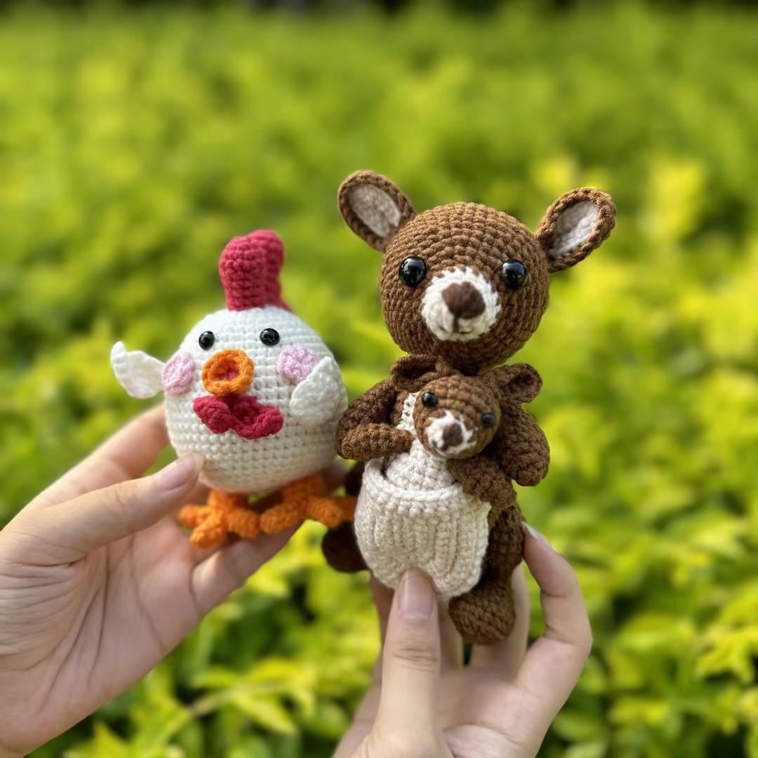 Cute Rooster & Kangaroos Animals Dolls Crochet Pattern PDF Amigurumi ...