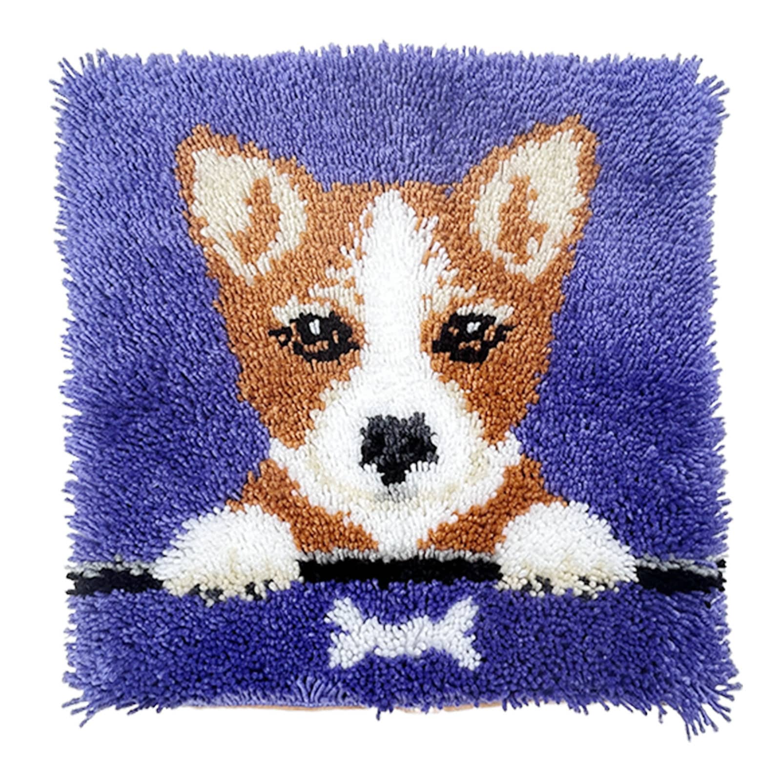 Veirousa Cute Puppy Latch Hook Pillow Kits for Adults Kids, Beginners ...