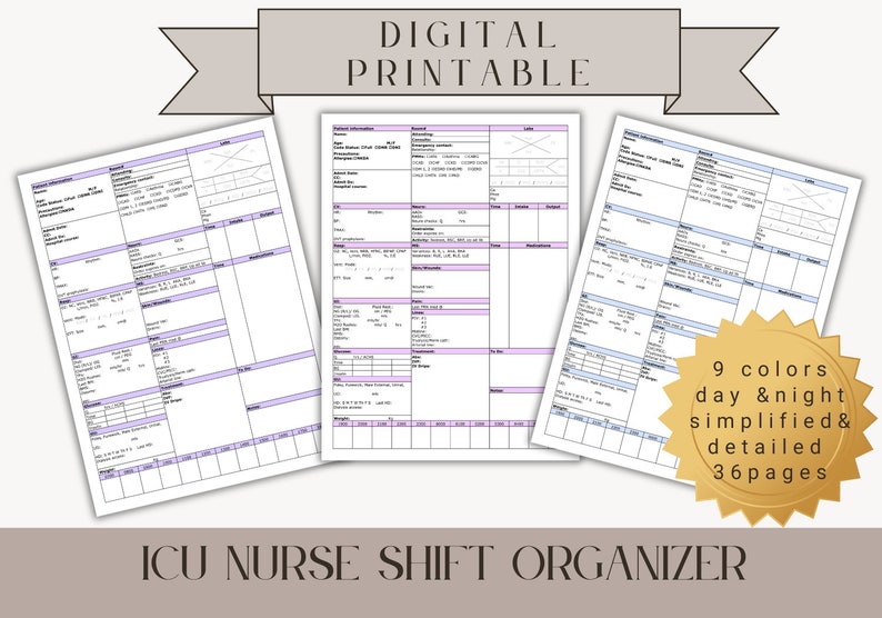 ICU Nurse Report Sheet, Brain Sheet, Digital Download, Printable Nurse ...