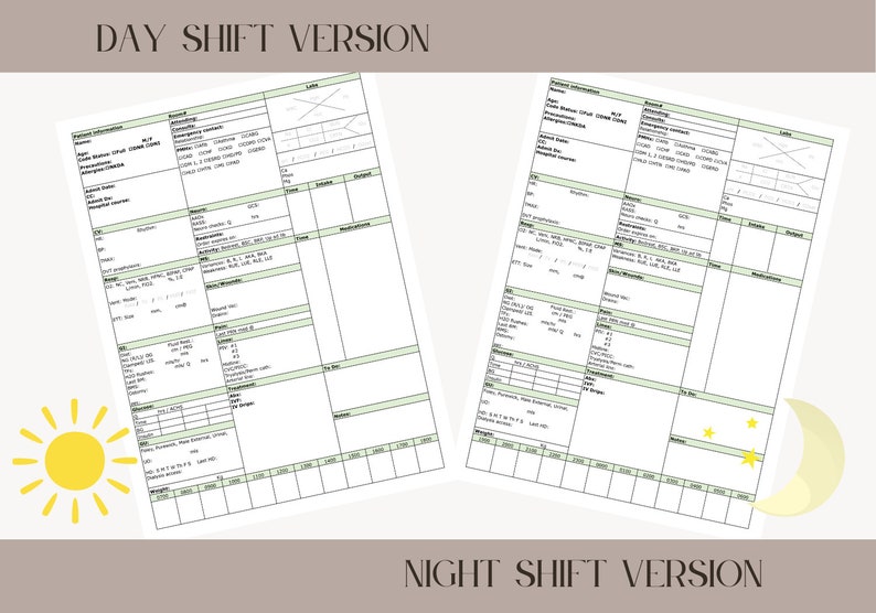 ICU Nurse Report Sheet, Brain Sheet, Digital Download, Printable Nurse ...